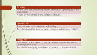 Keys in Database Management System | PPTX