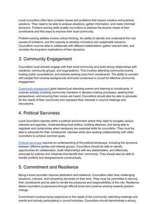 Key Skills Needed to Be a Local Councillor | PDF