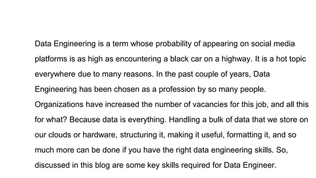 Key Skills Required for Data Engineering | PPT