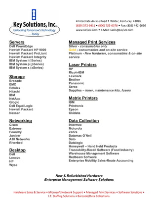 Key Solutions Line Card | PDF