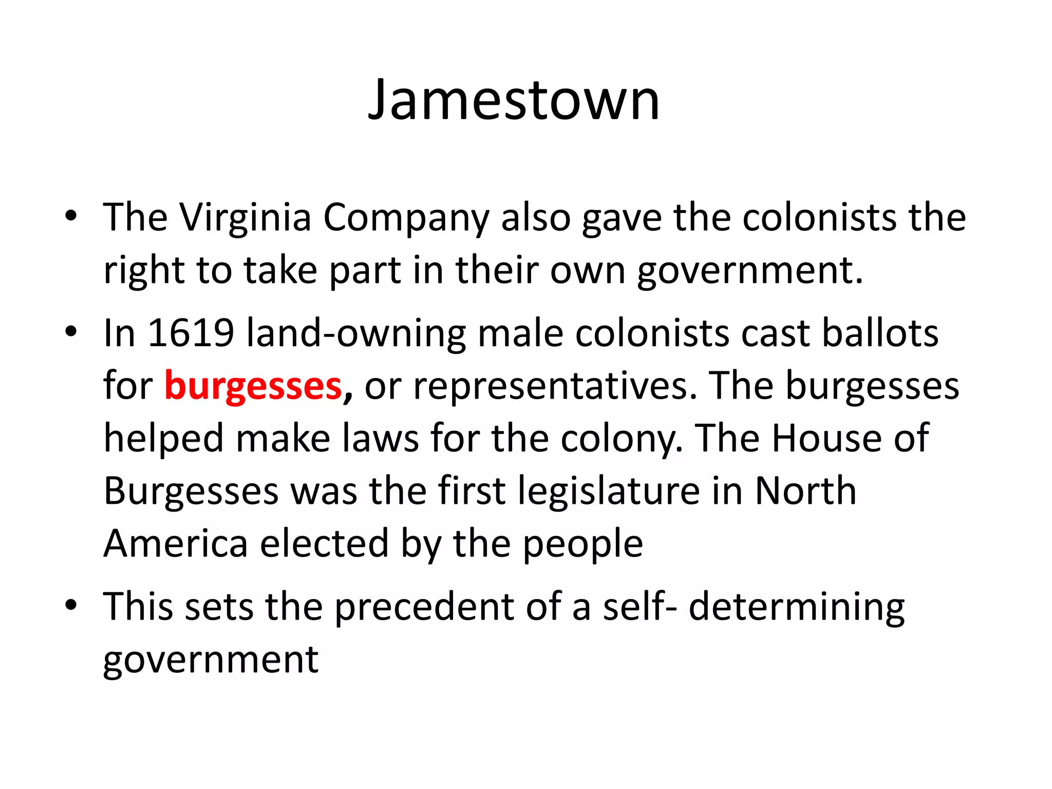 Keys to jamestown’s success | PPT