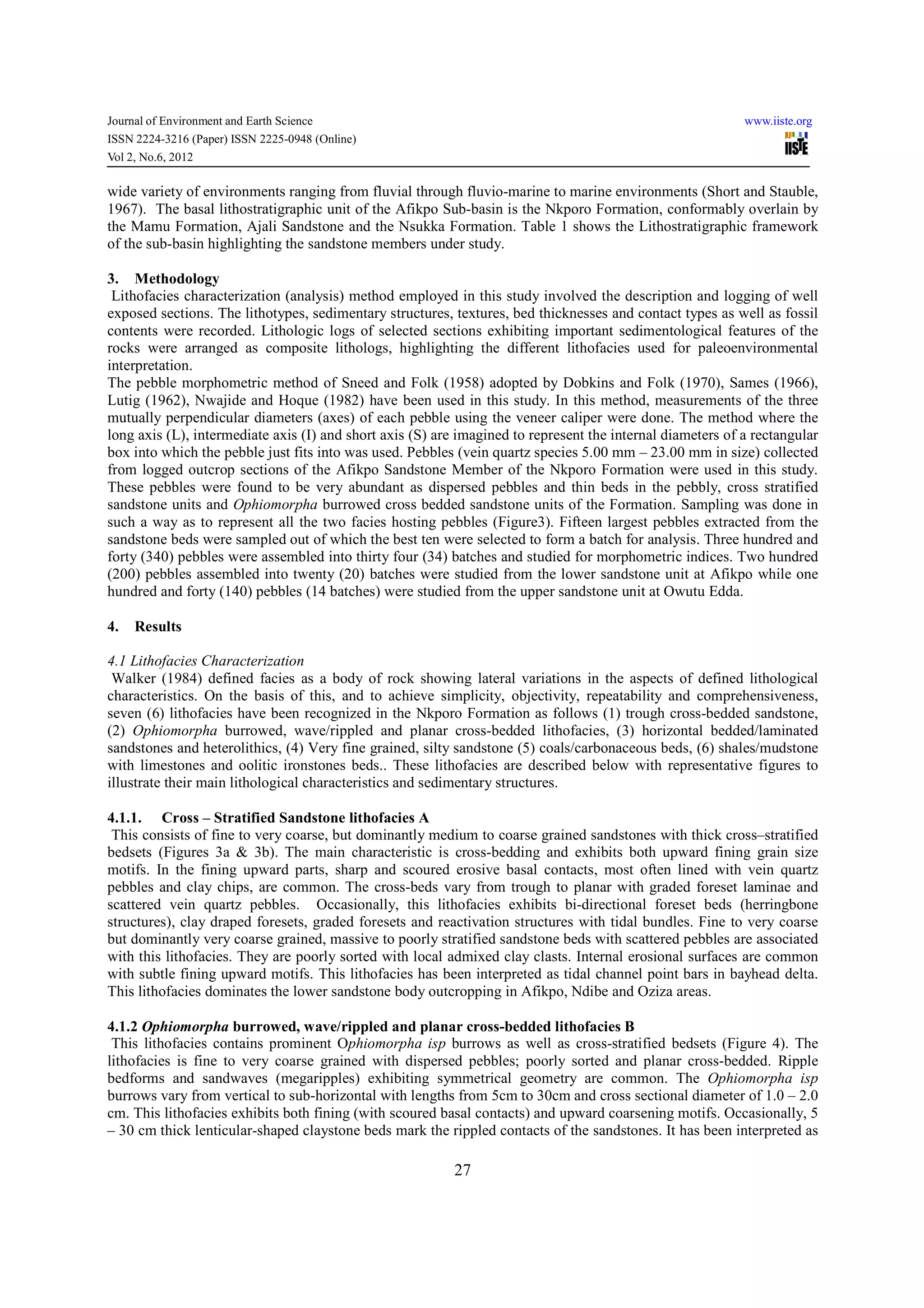 Keys to paleoenvironmental interpretation of the nkporo formation ...
