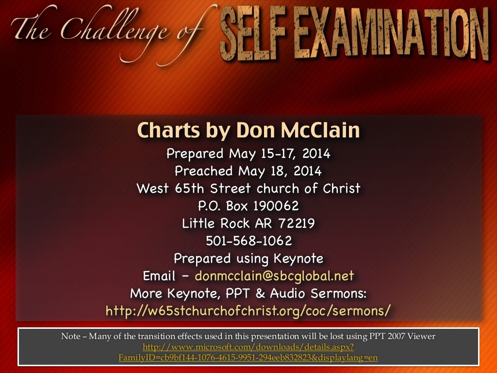 THE CHALLENGE OF SELF EXAMINATION the-challenge-of-self-examination