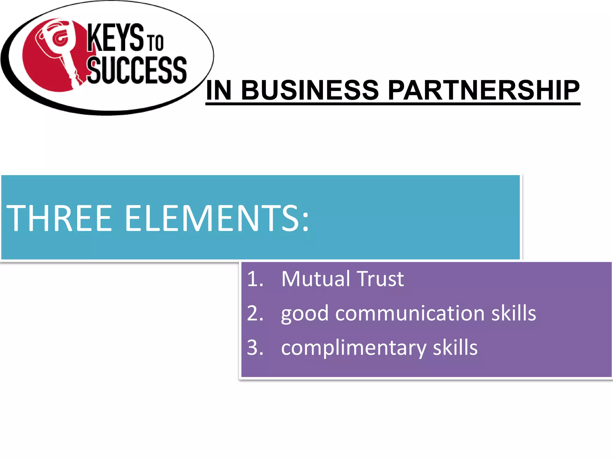 Keys to success in business partnership | PPTX