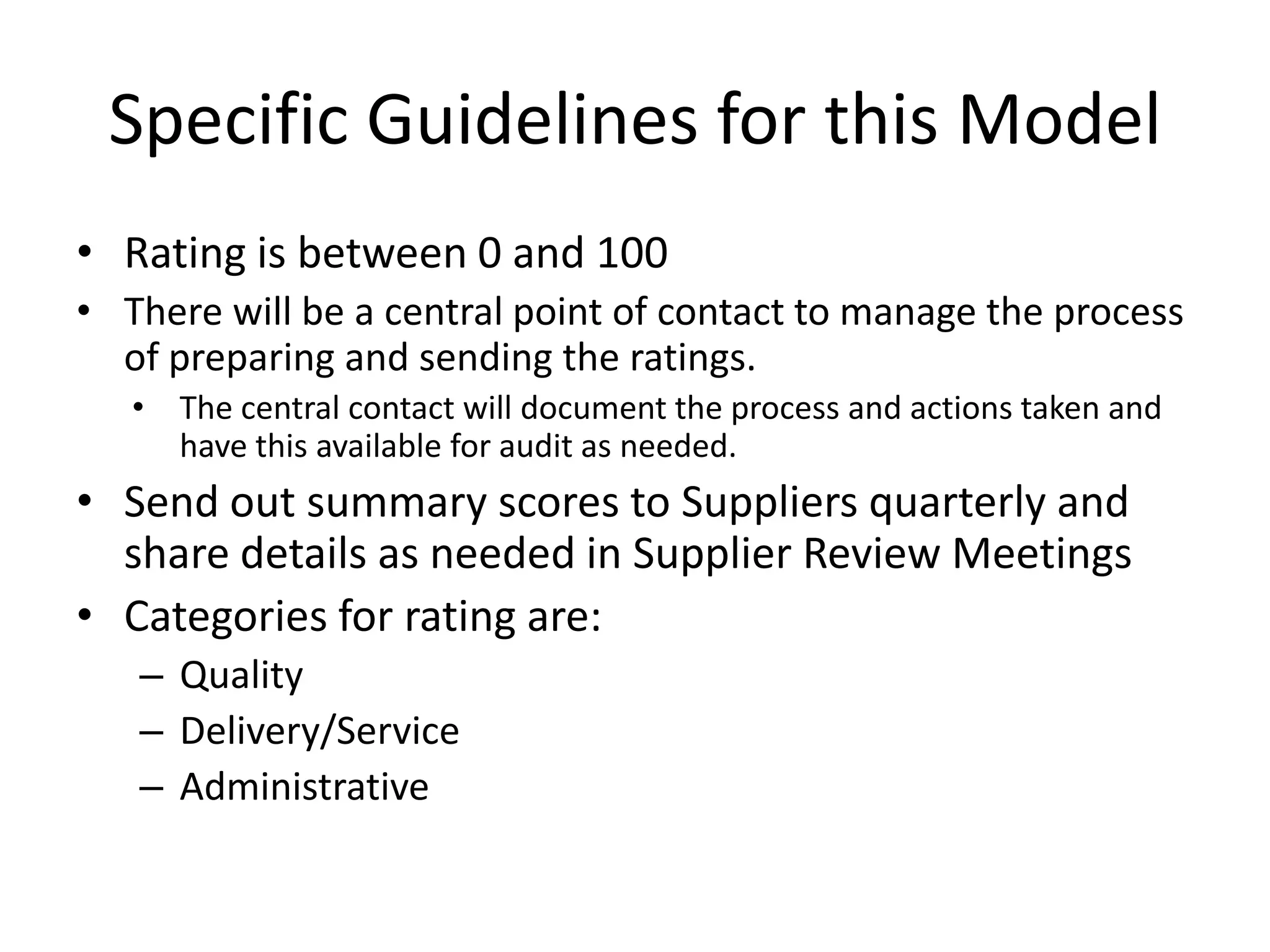 Key supplier rating process | PPTX