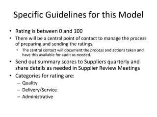 Key supplier rating process | PPTX | Business Operations | Business
