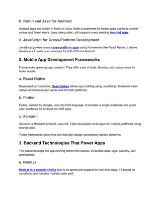 A Comprehensive Guide to Key Technologies in Mobile Apps | PDF