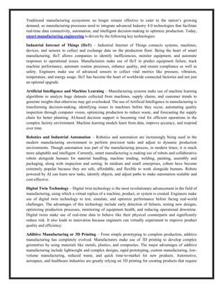 Key Technologies Driving Smart Manufacturing Engineering Today | PDF