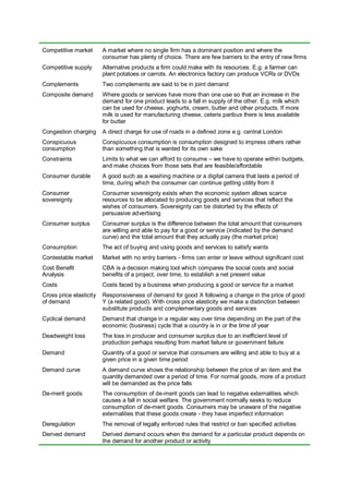 Key Term Glossary for Economics Unit 1 (Micro) | PDF