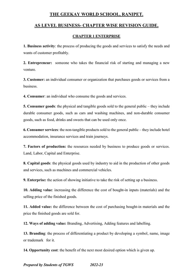 CAIE AS LEVEL BUSINESS | PDF