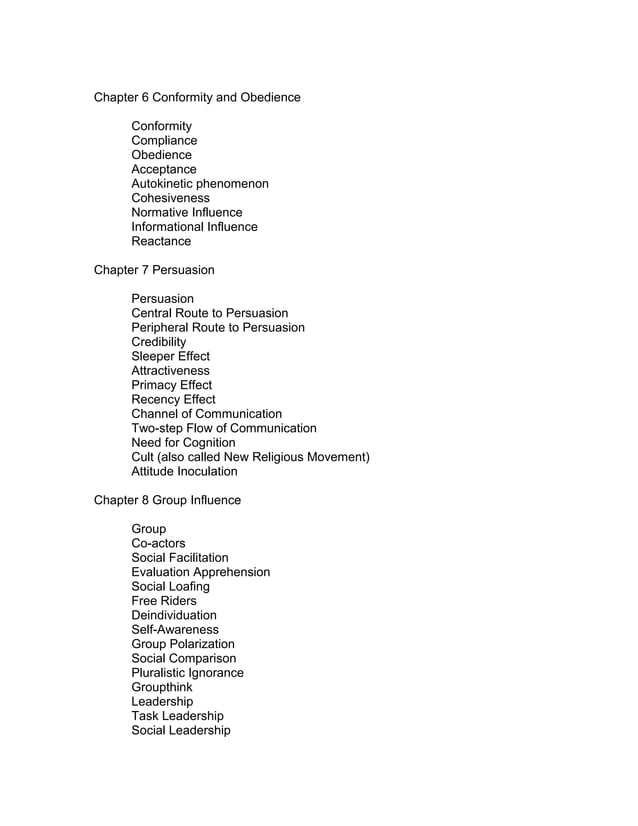 Key terms for psychology 13 social psychology | PDF