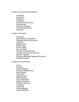 Key terms for social psychology | PDF