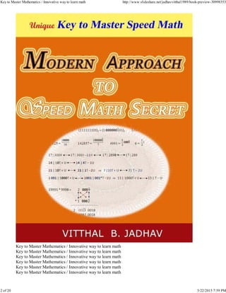 Key to master mathematics innovative way to learn math | PDF