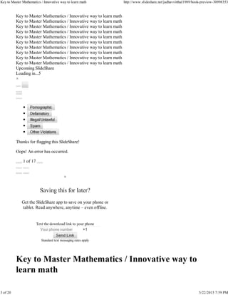 Key to master mathematics innovative way to learn math | PDF