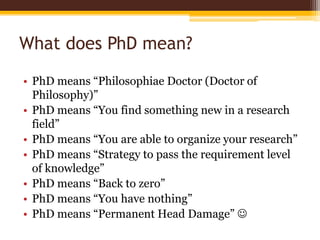 Key to success for PhD student | PPT