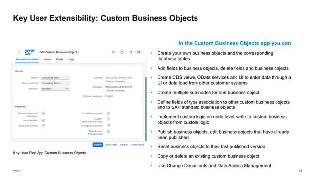SAP S/4 Hana:Key User Extensibility Overview | PDF