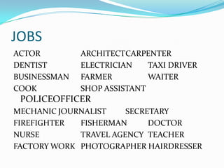 Key vocabulary | PPTX | Careers