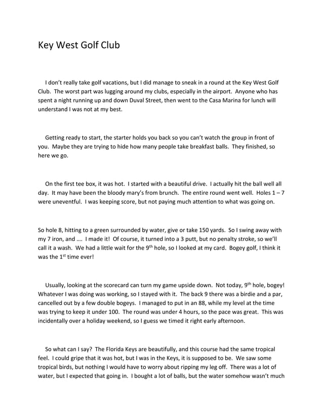 Key West Golf Club in Florida Review..... | PDF