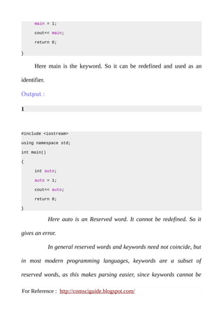 How keywords and reserved words differ? | PDF