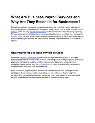 What Are Business Payroll Services and Why Are They Essential for Every ...