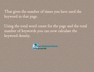 Keyword density | PPT