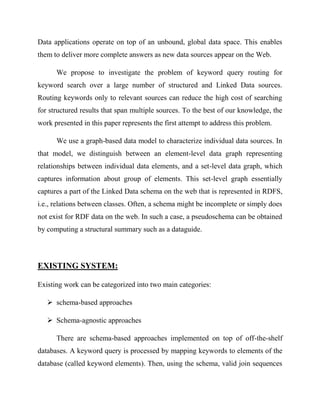 2014 IEEE JAVA DATA MINING PROJECT Keyword query routing | DOCX