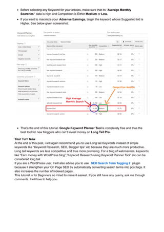 Keyword Research Guide using Google Keyword Planner Tool | PDF
