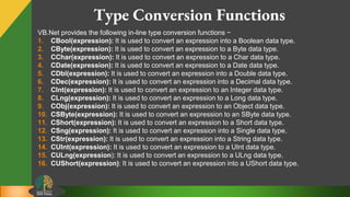 Keywords, identifiers and data type of vb.net