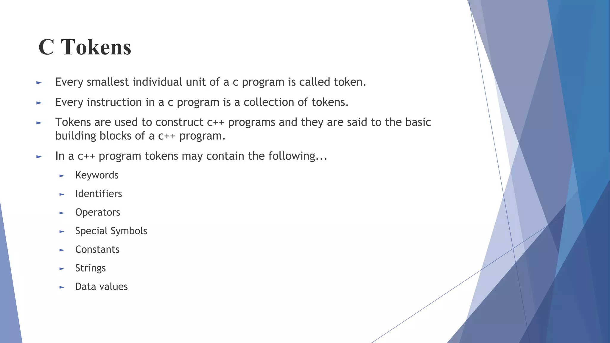 Keywords Identifiers Datatypes In C Ppt