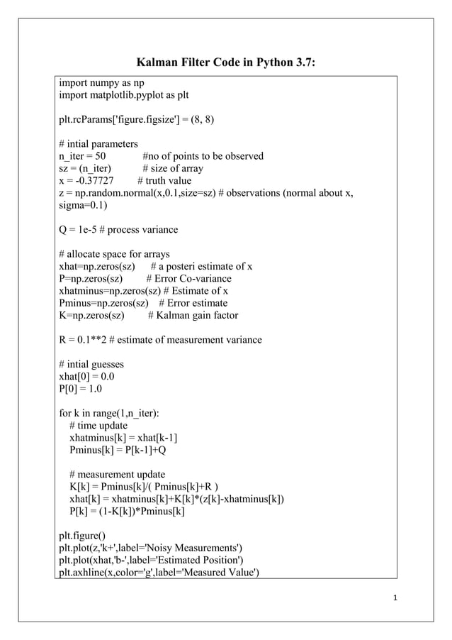 Kalman filter | PDF