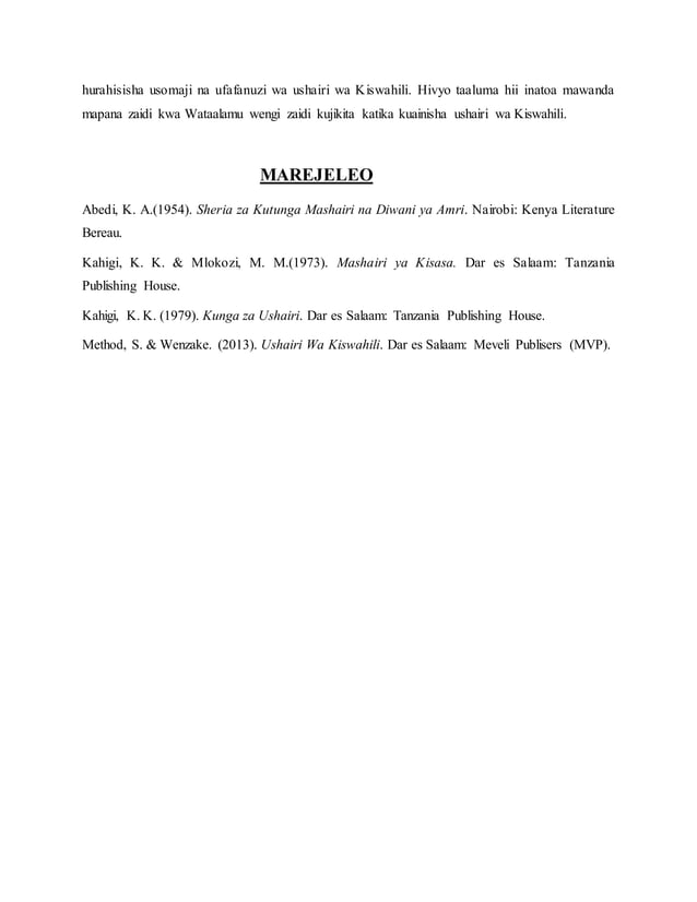USHAIRI WA KISWAHILI | DOCX