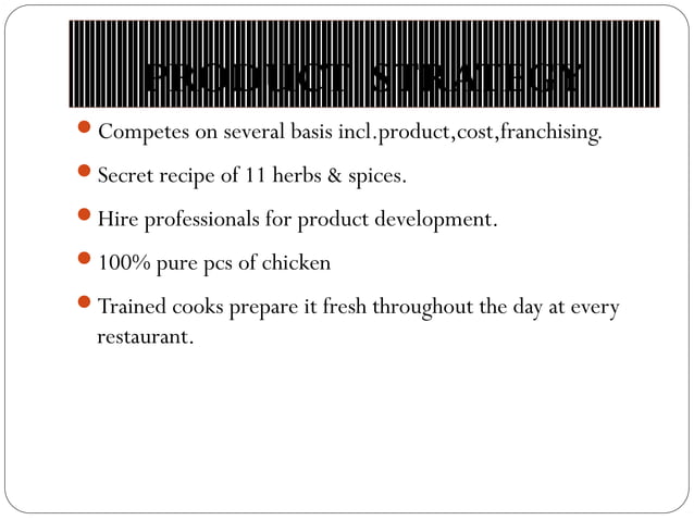 KFC : STP, BCG MATRIX, ENVIROMENT ANALYSIS, SUPPLY CHAIN,PRODUCT ...