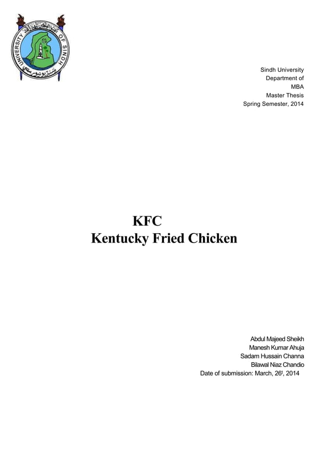 Project on KFC in words | DOCX