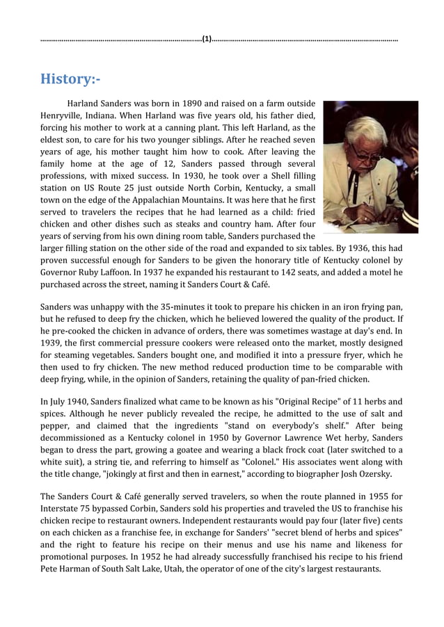 Project on KFC in words | DOCX