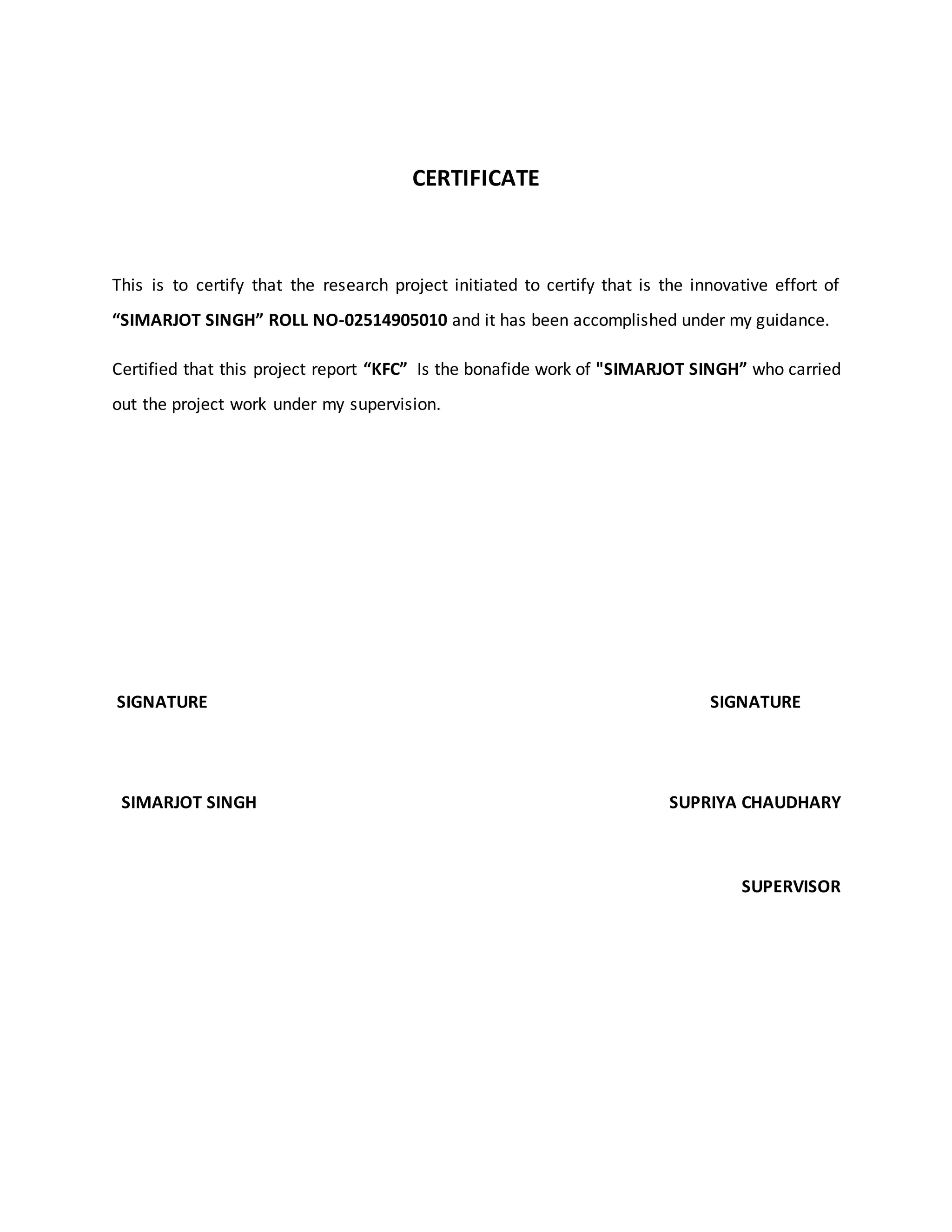MINOR PROJECT REPORT ON KFC | DOCX