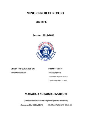 MINOR PROJECT REPORT ON KFC | PDF