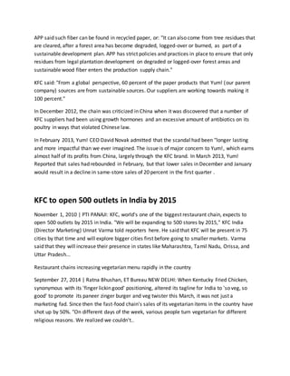 MINOR PROJECT REPORT ON KFC | PDF