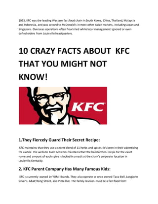 MINOR PROJECT REPORT ON KFC | PDF