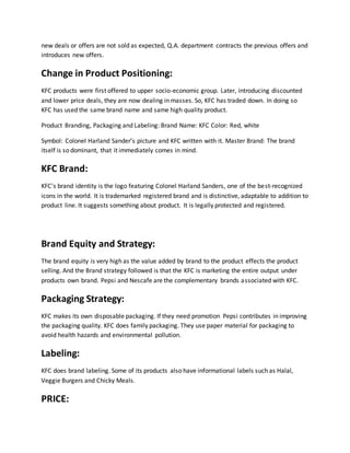 MINOR PROJECT REPORT ON KFC | PDF