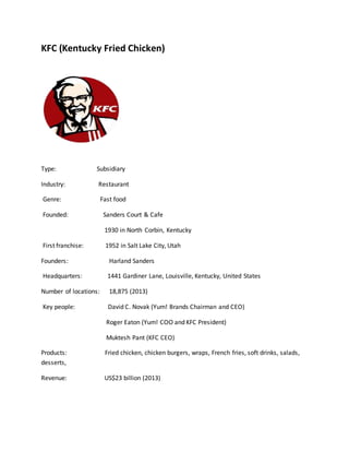 MINOR PROJECT REPORT ON KFC | PDF
