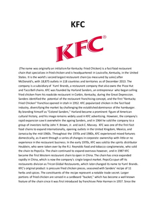 MINOR PROJECT REPORT ON KFC | PDF
