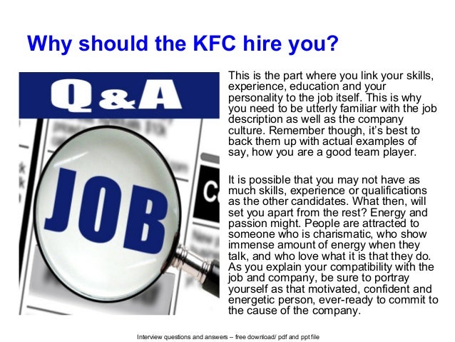 Kfc interview questions and answers