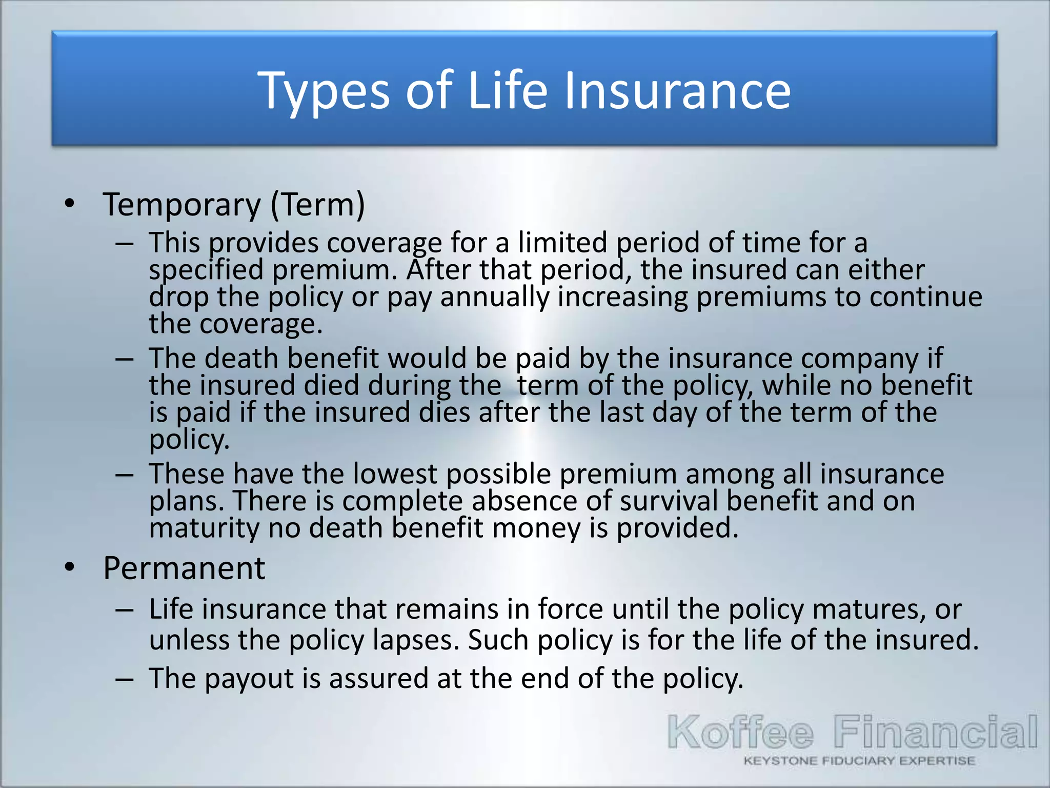 2. Insurance - Classification of Insurance | PPSX
