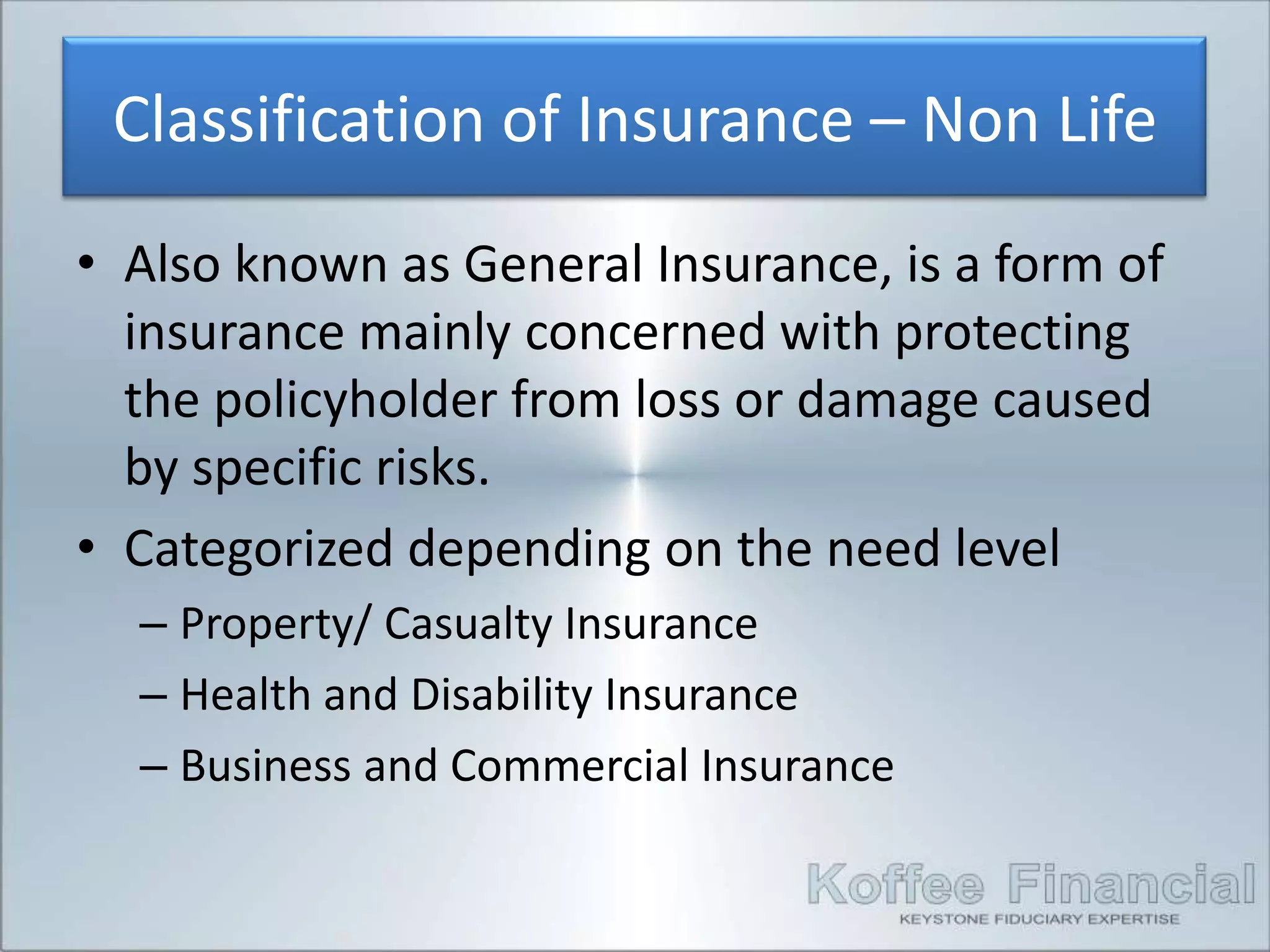 2. Insurance - Classification of Insurance | PPSX