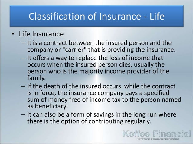 2. Insurance - Classification of Insurance | PPSX | Life Insurance ...