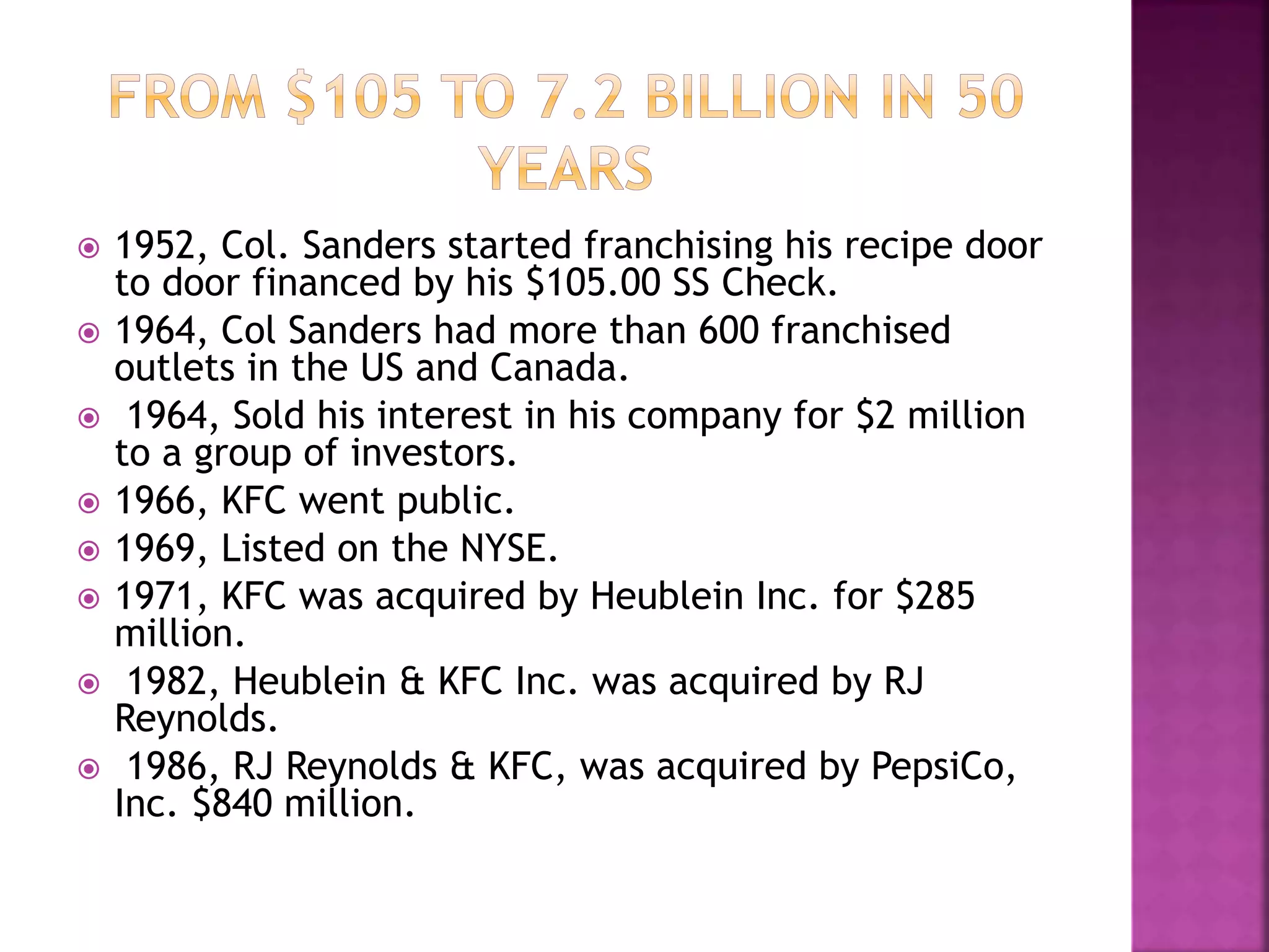 Kfc – origin, history and its success | PPTX