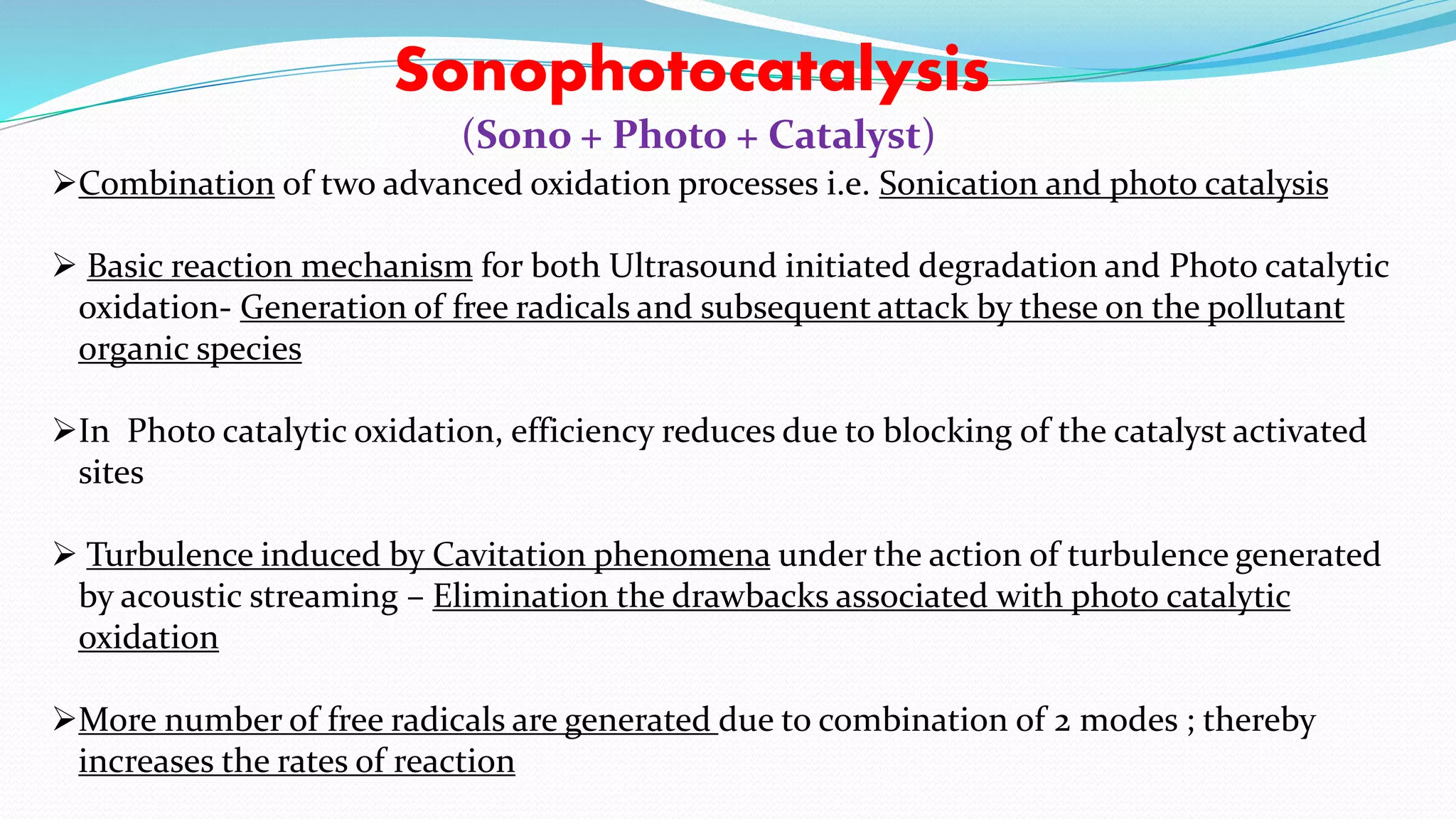 Sonophotocatalytic Degradation of Waste Water | PPTX