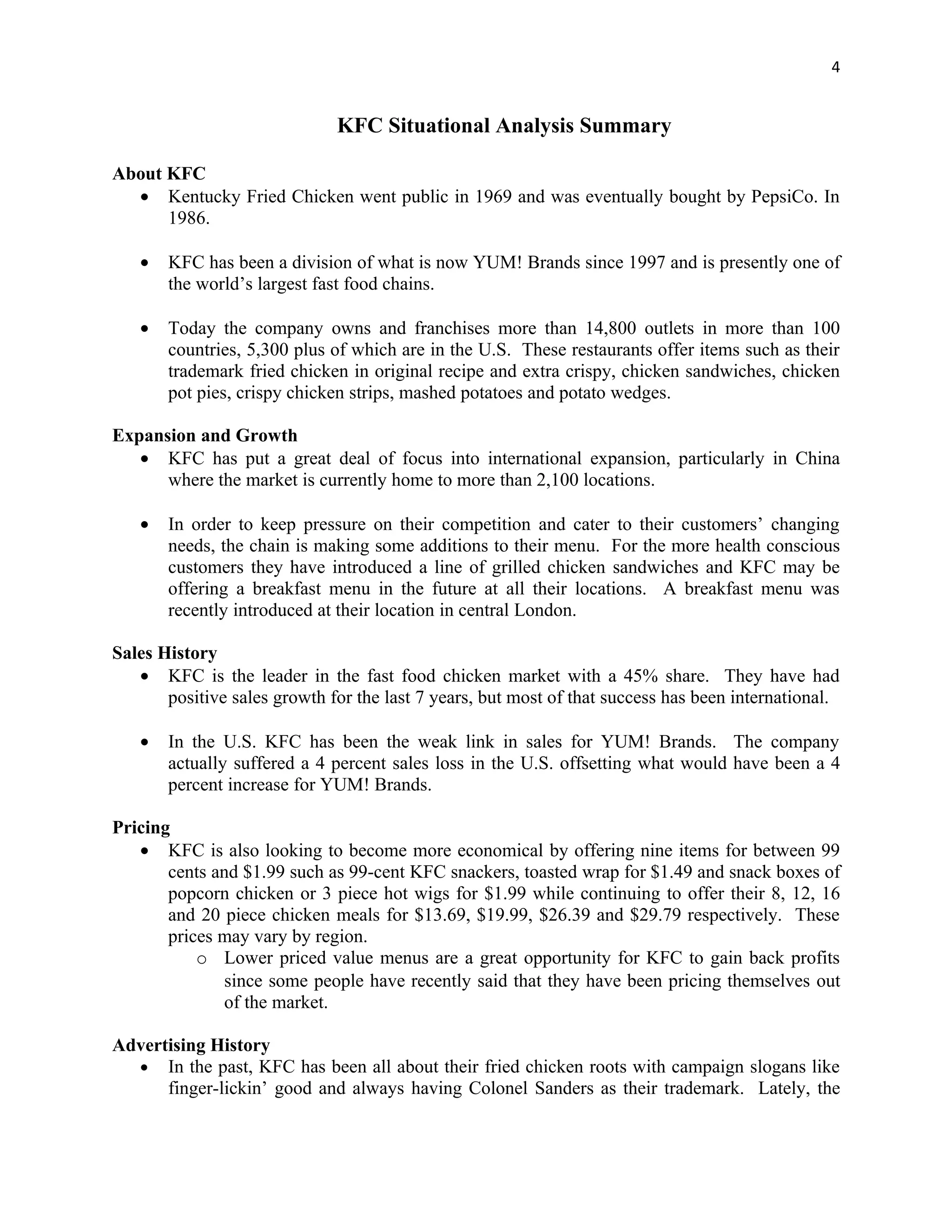 Kfc Research Analysis | DOC