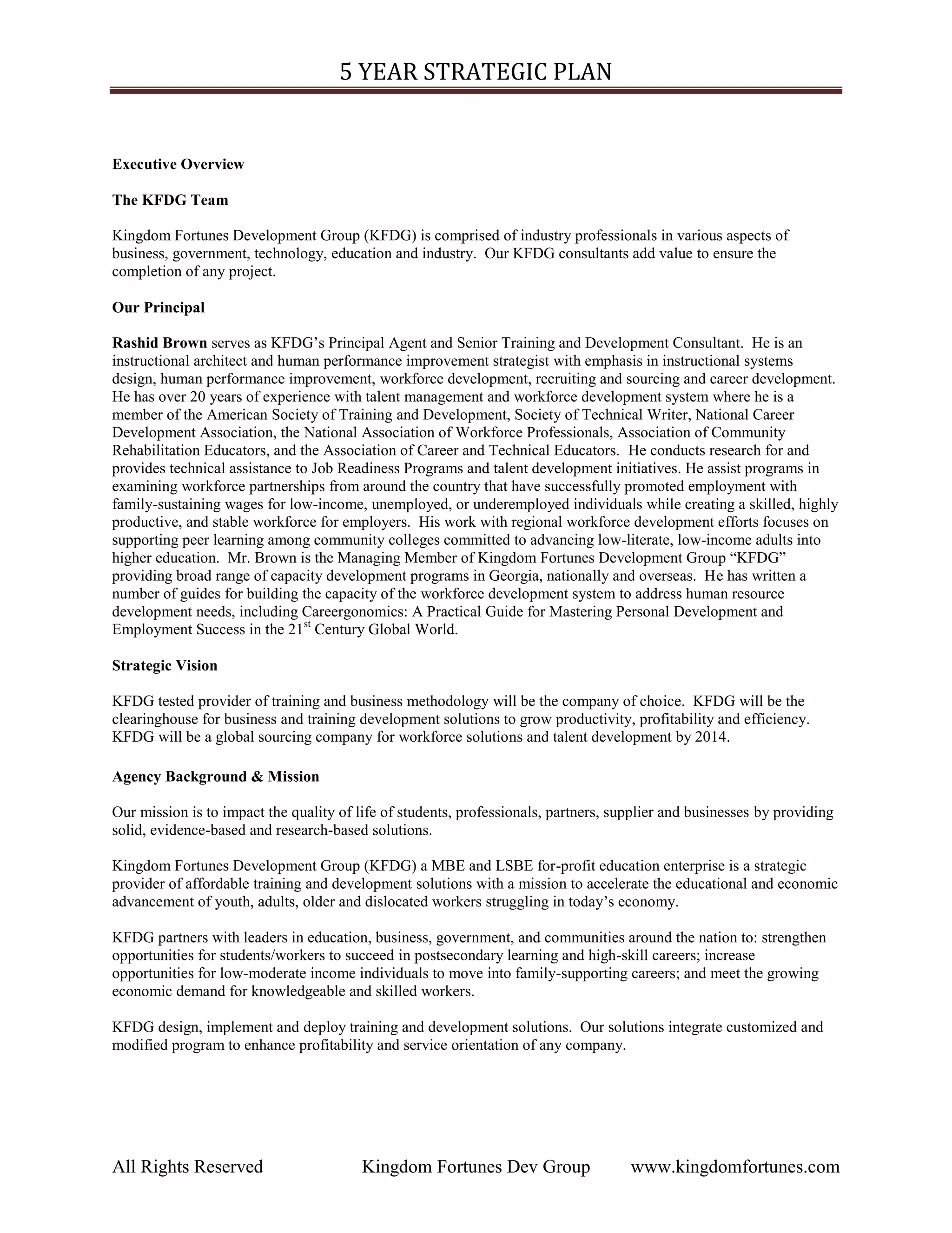 KFDG Strategic Plan | PDF