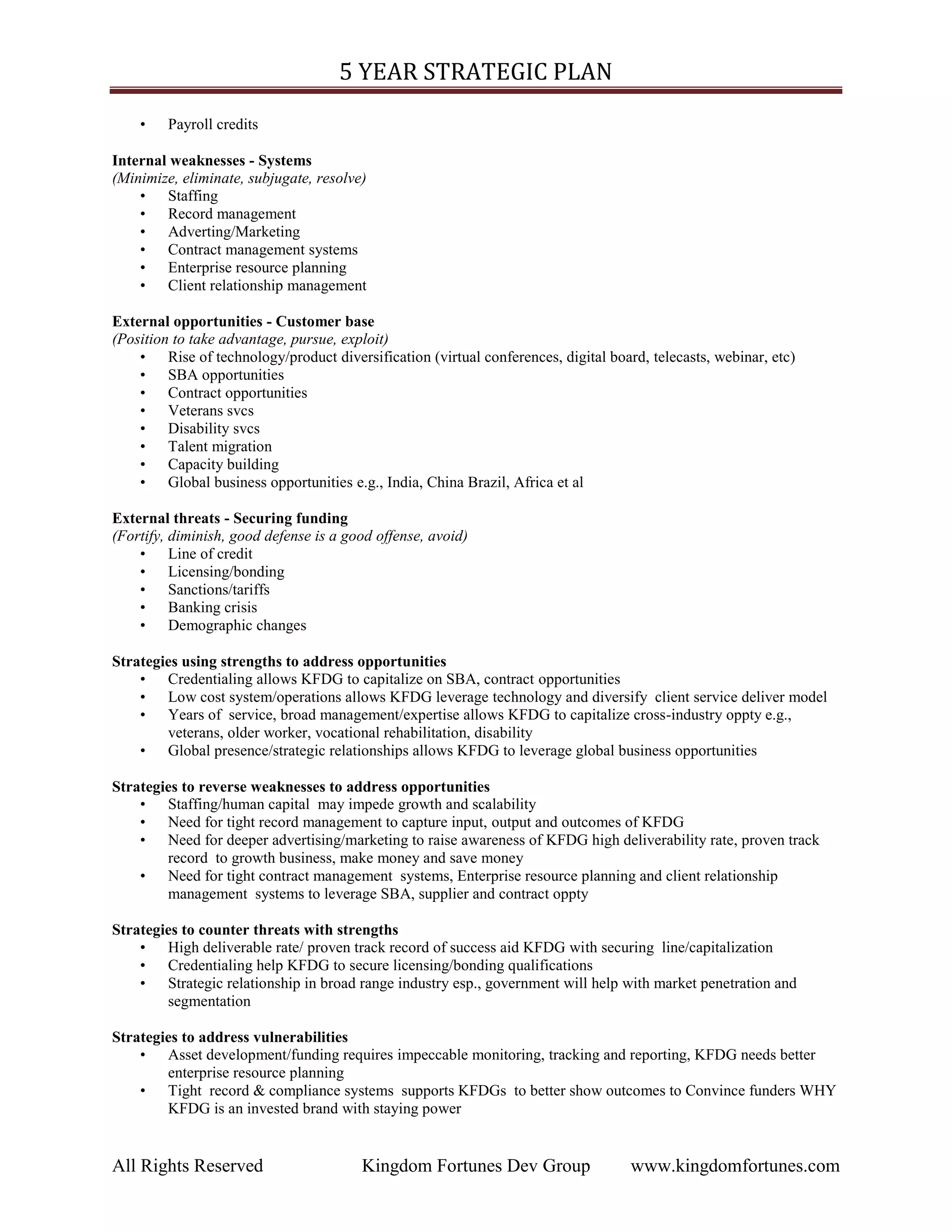 KFDG Strategic Plan | PDF